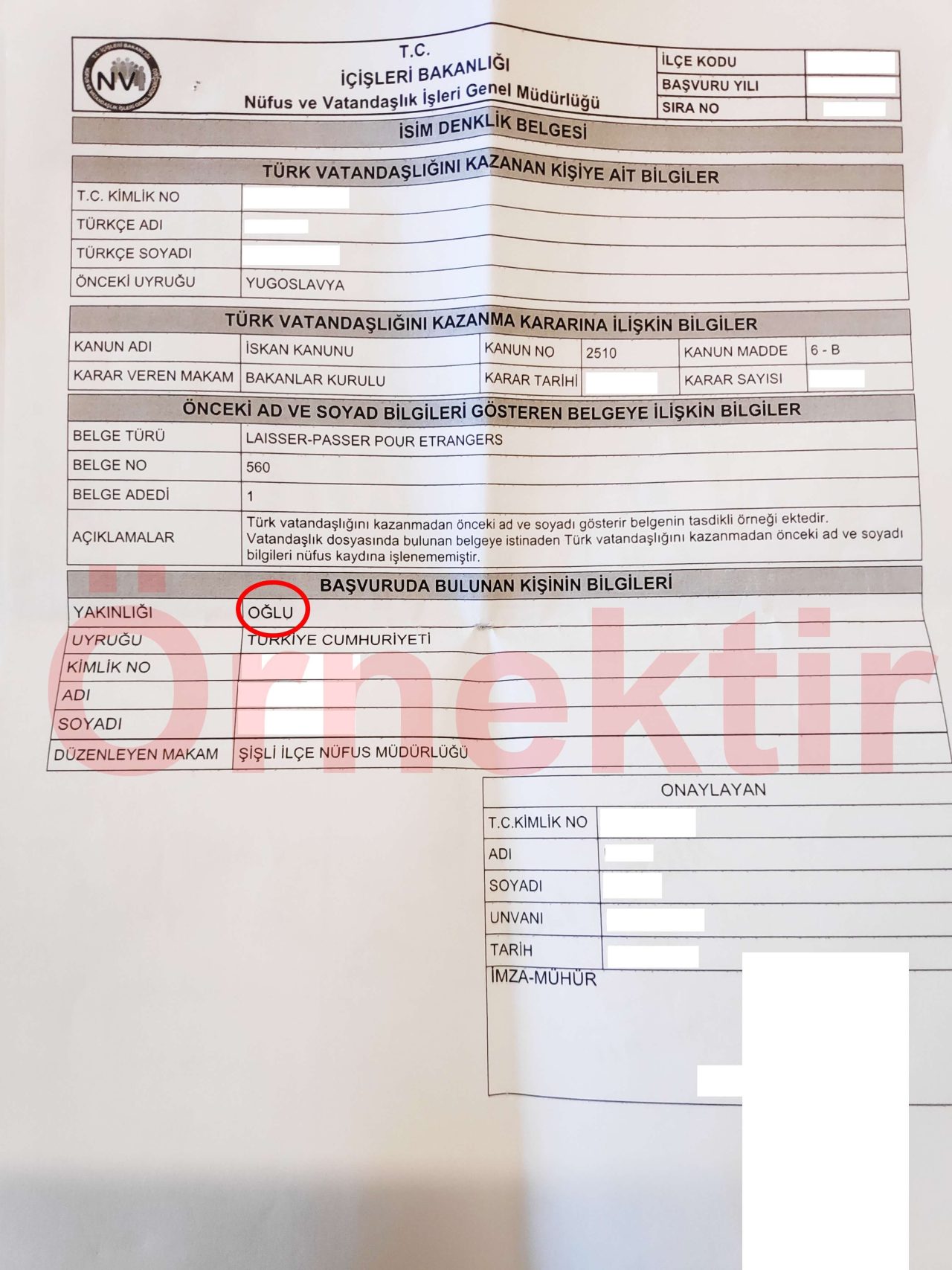 Eren Avukatlık Ofisi | İsim Denklik Belgesi